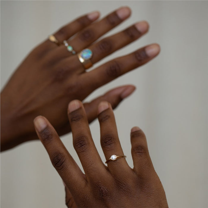 Small Round Brilliant Cut Diamond Signet Ring