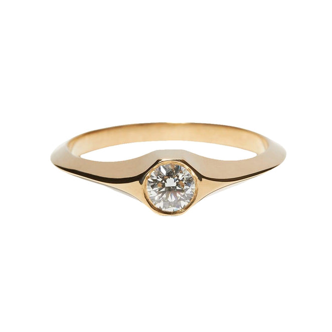 Small Round Brilliant Cut Diamond Signet Ring